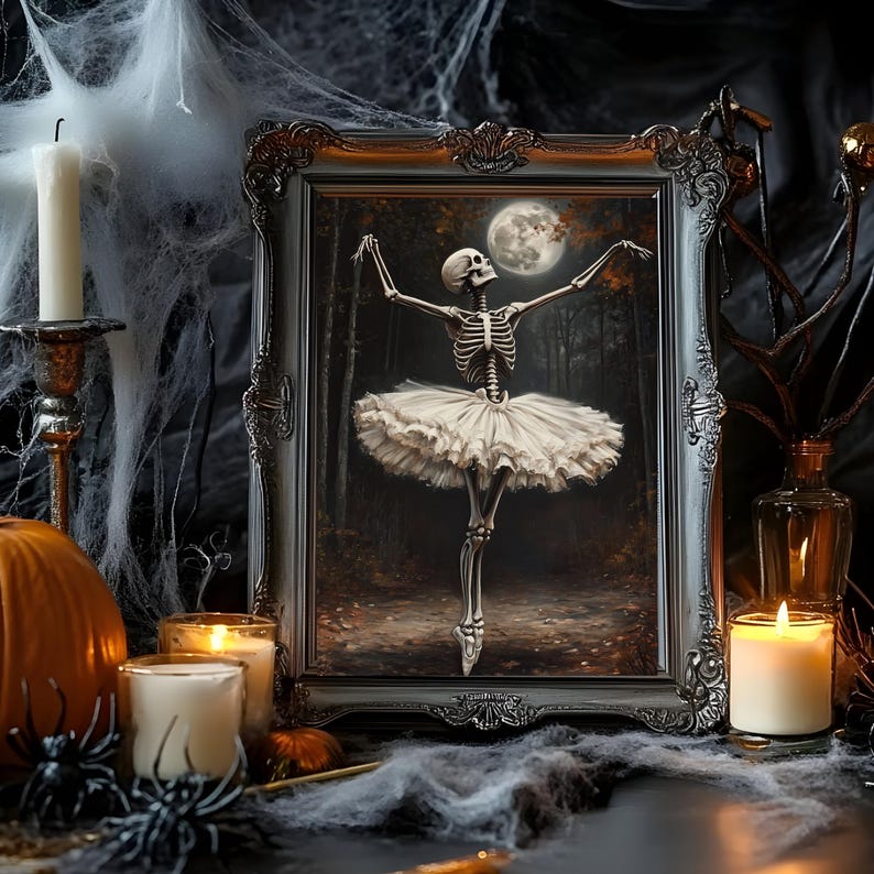Skeleton Ballerina Art Print: Gothic Halloween Decor (digital Download ...