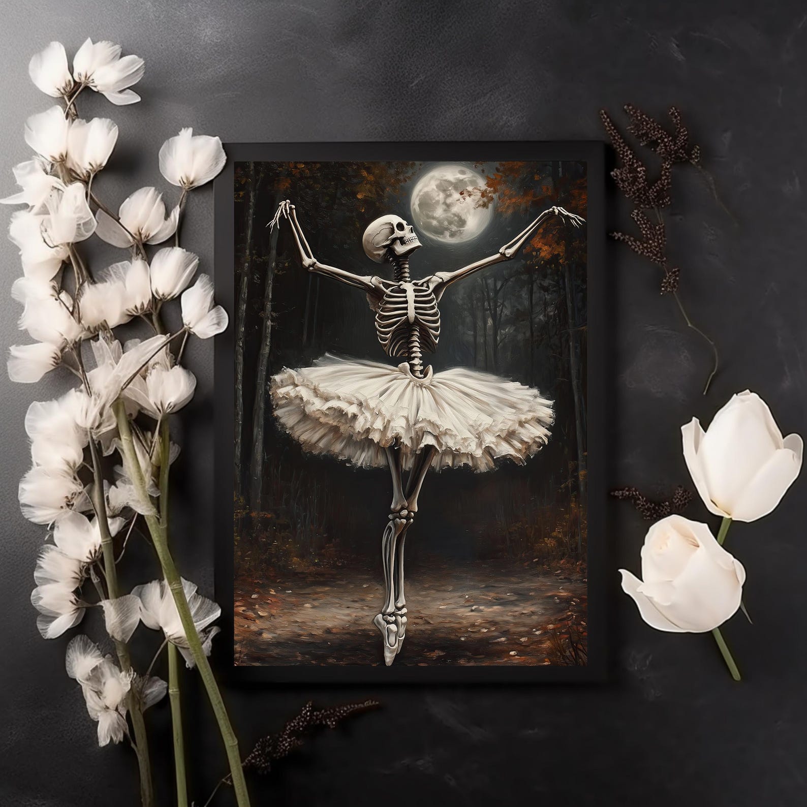 Skeleton Ballerina Art Print: Gothic Halloween Decor (digital Download ...