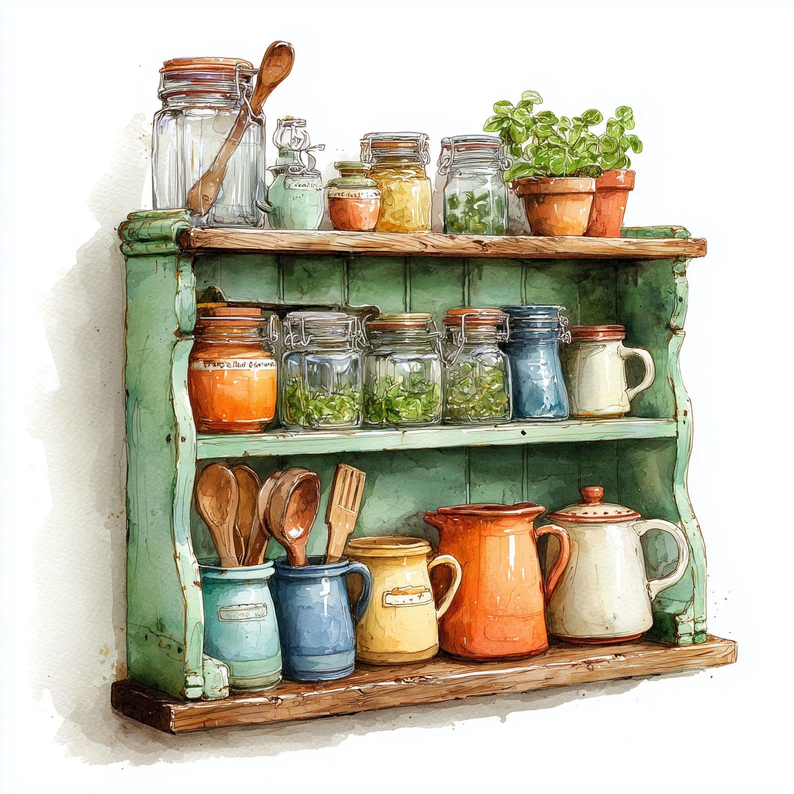 Rustic Kitchen Clipart Set 15 JPG, Vintage Pantry Illustrations ...