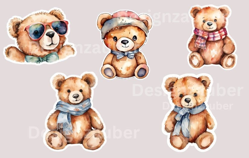 Süße Teddybär Sticker Set Aus 10 Png-dateien Für Diy-spaß Tier Sticker ...