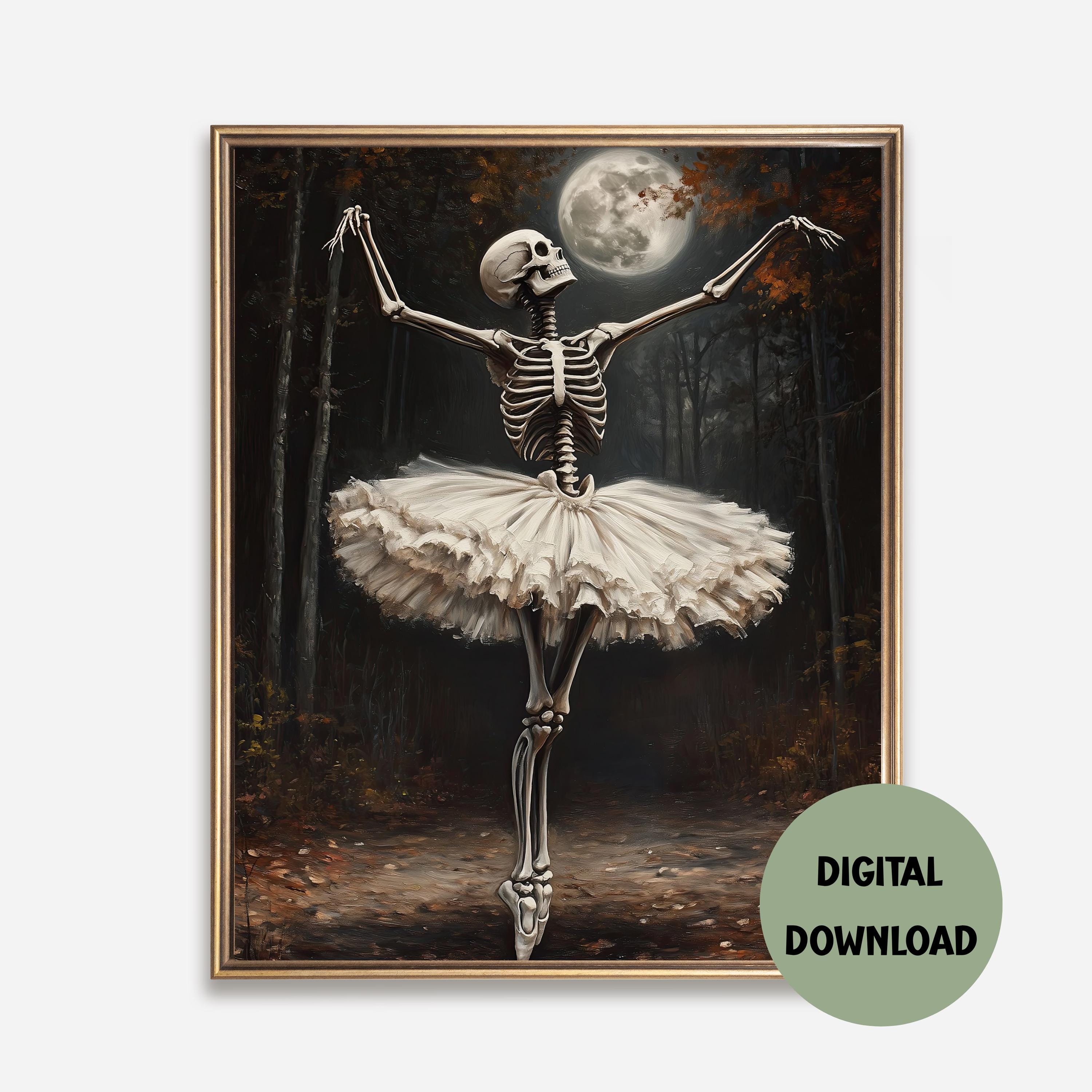 Skeleton Ballerina Art Print: Gothic Halloween Decor (digital Download ...