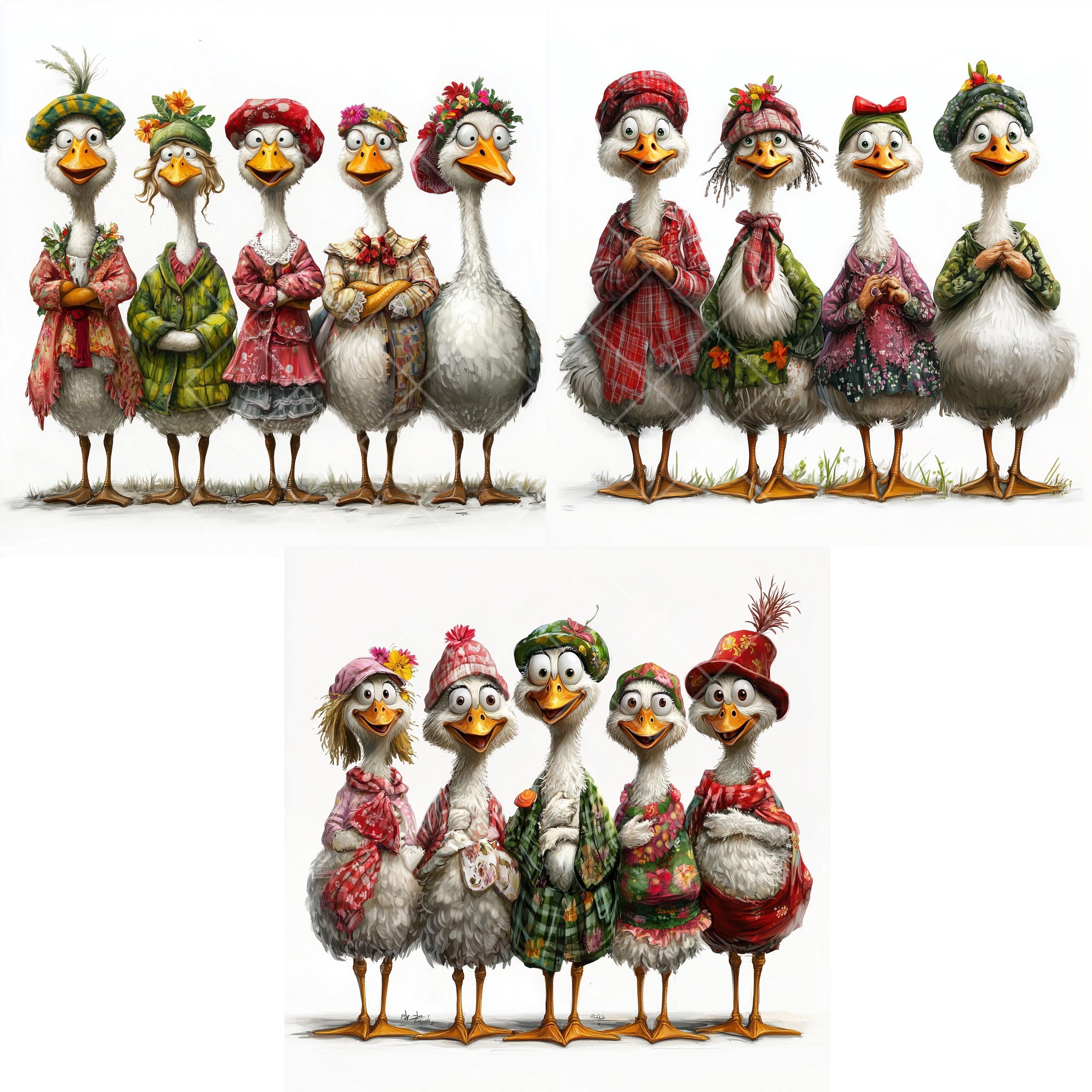 Funny Goose Clipart Set: Cottagecore Farm Animal Illustrations (JPG ...