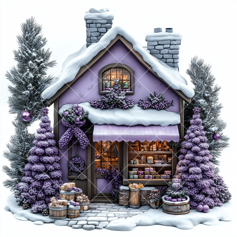 26 JPG Watercolor Christmas Purple Clipart Bundle – Elegant Winter ...