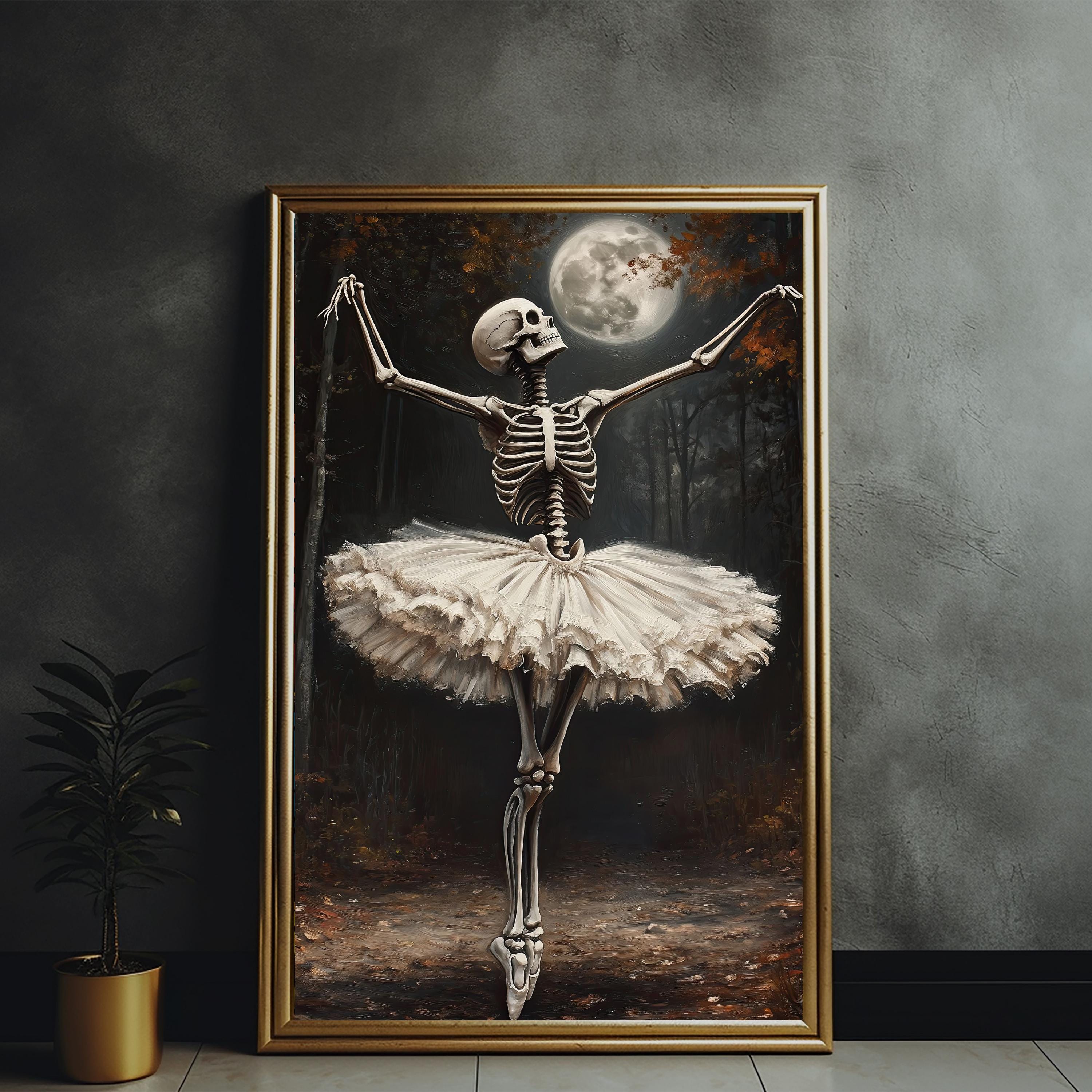 Skeleton Ballerina Art Print: Gothic Halloween Decor (digital Download ...