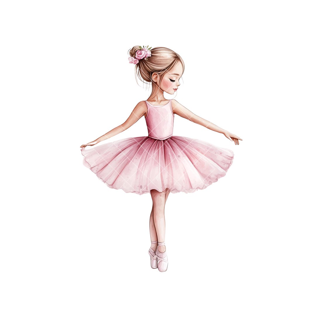 Watercolor Ballerina Clipart: Pink Ballet Dancer PNG (digital Download ...