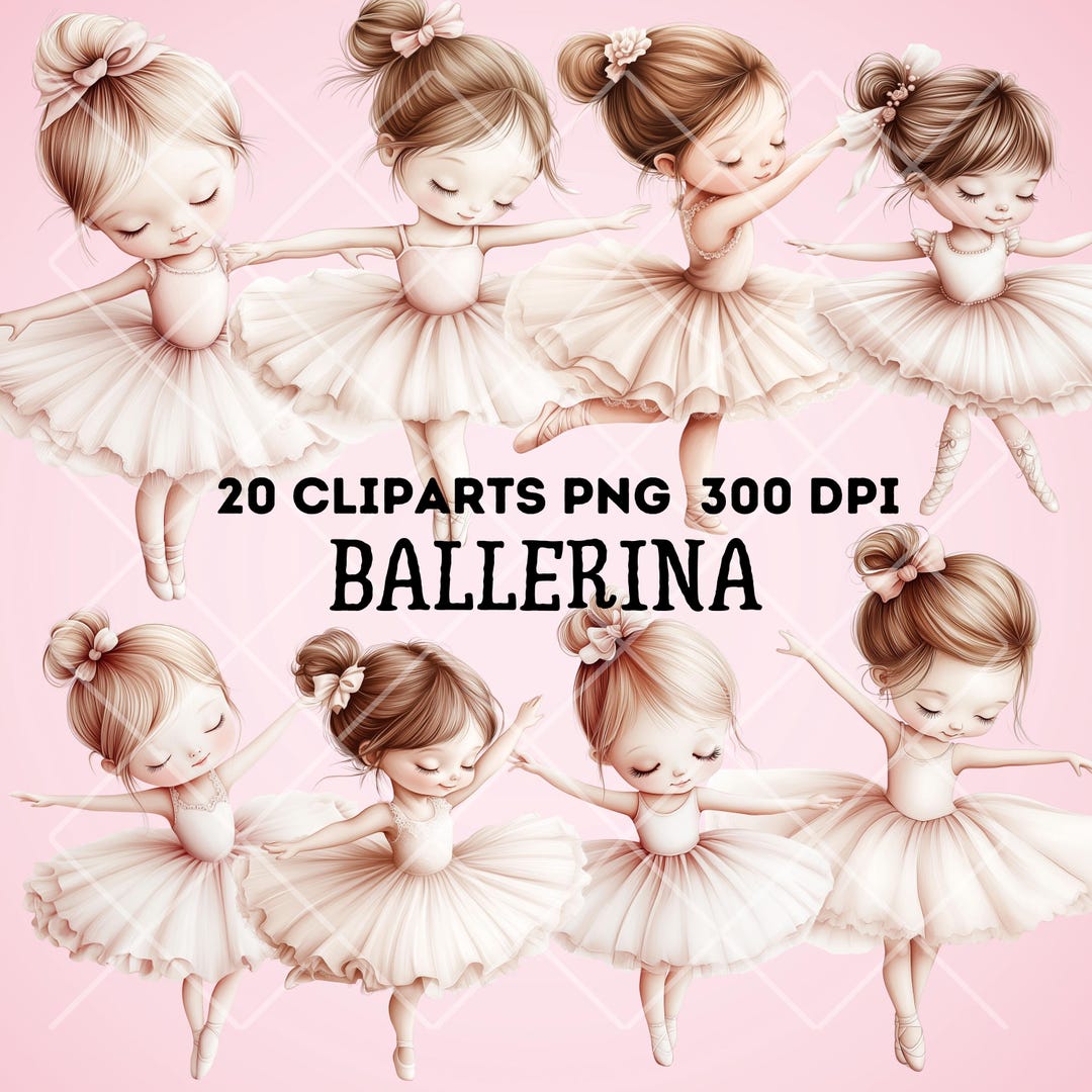 20 Ballerina Clipart: Watercolor Ballet Dancer PNG (digital Download ...