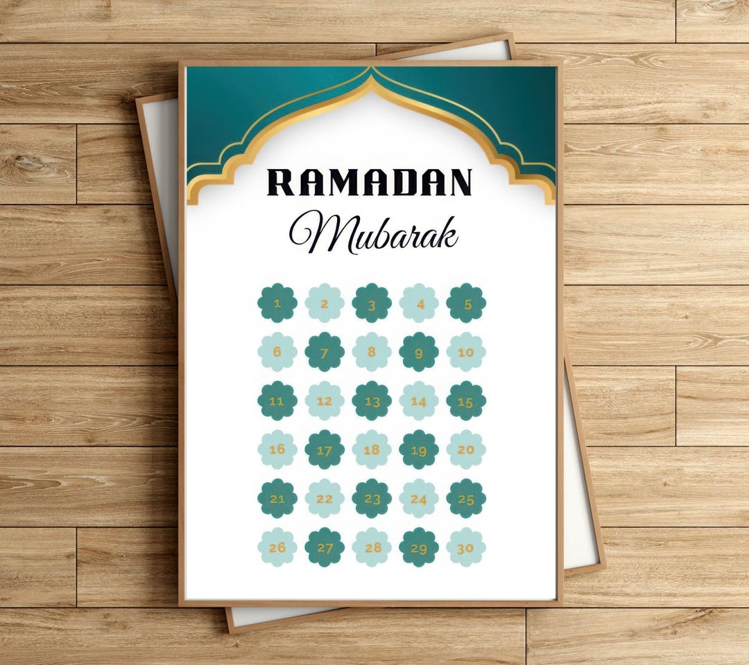 Ramadan Mubarak Calendar, Digital Download, Wall Art, Ramadan Planner ...