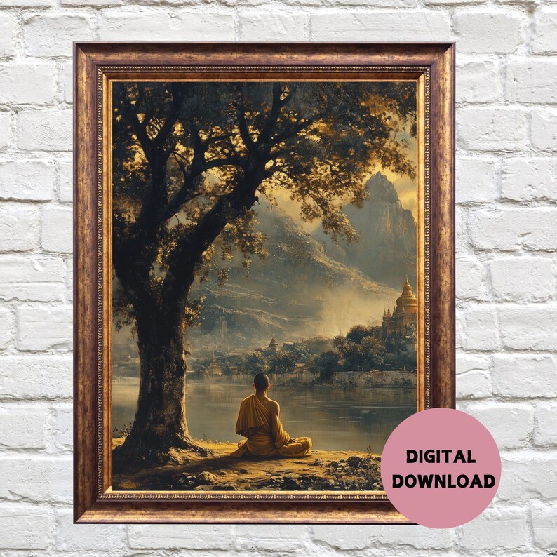 Buddha Bodhi Tree Art Print: Spiritual Meditation Decor (digital ...