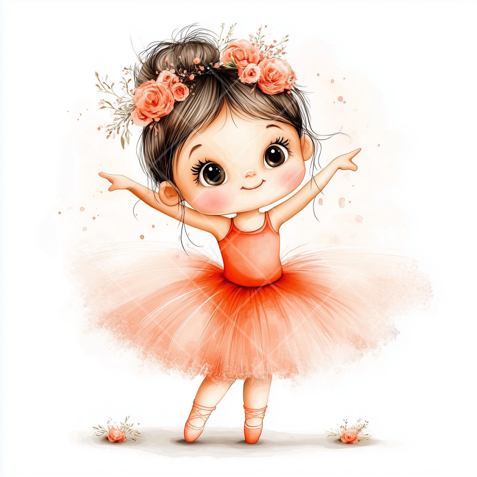 Watercolor Ballerina Clipart: Ballet Girl Illustrations (digital ...