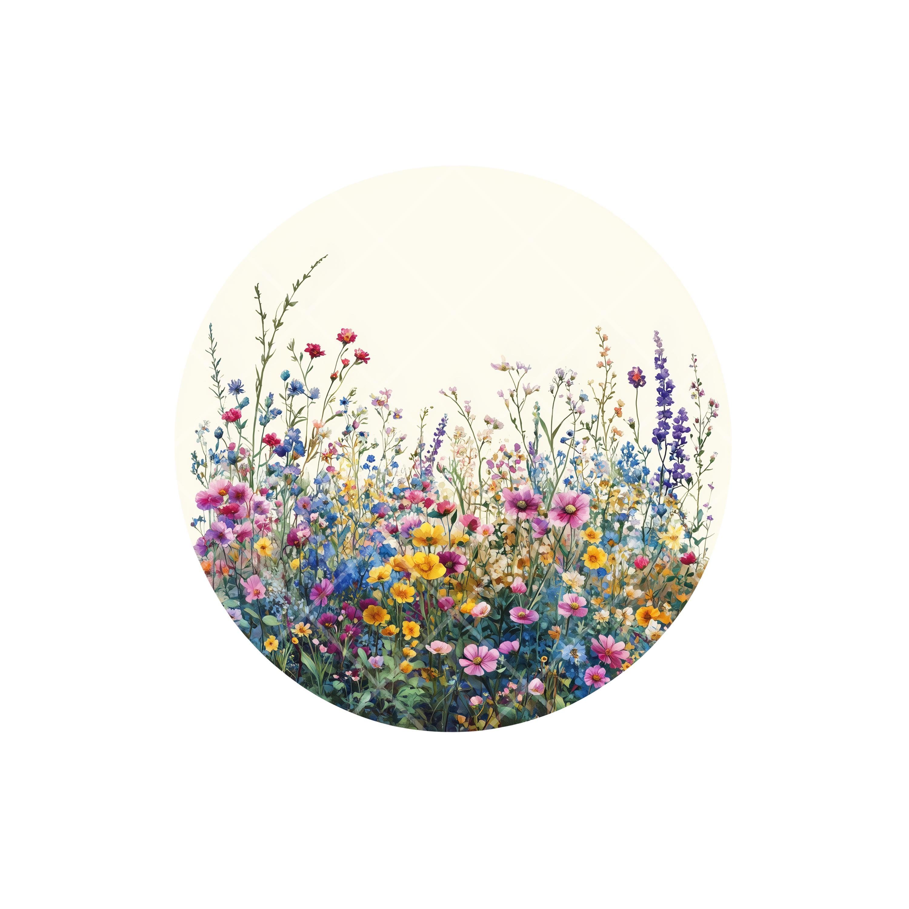 Watercolor Floral Circle Clipart: PNG Flower Frames (digital Download ...