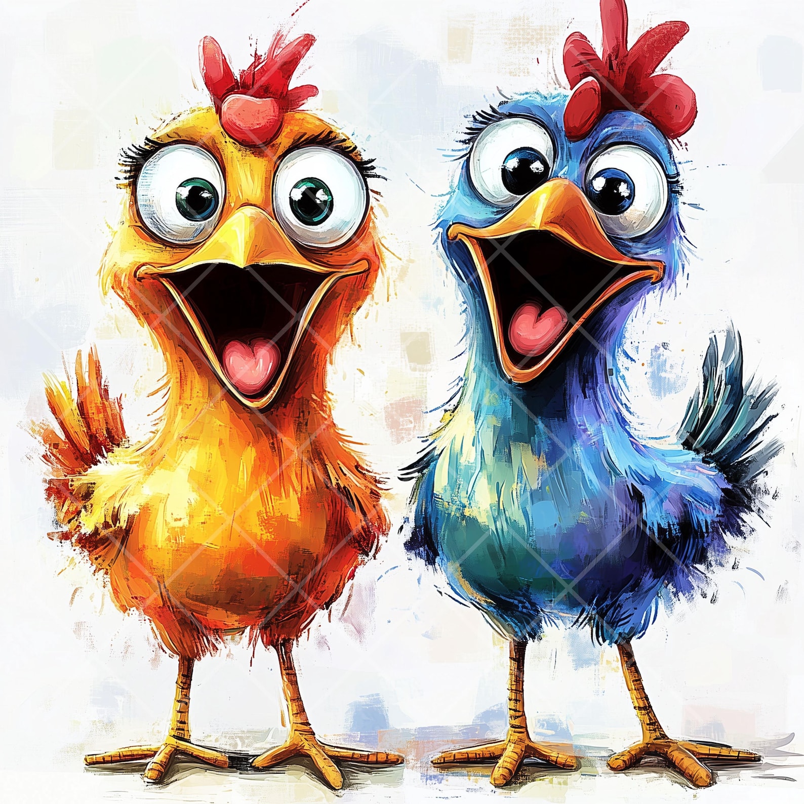 Funny Cartoon Chicken Clipart: Farm Animal Designs (digital Download ...