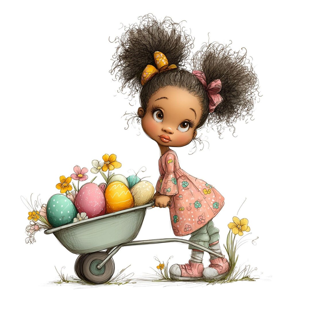 55 Black Girl Easter PNG Bundle , Spring Sublimation Clipart Digital ...