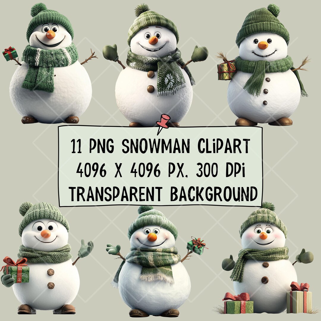 3D Snowman 11 PNG Clipart Winter Snowman, Printable Clipart, High ...