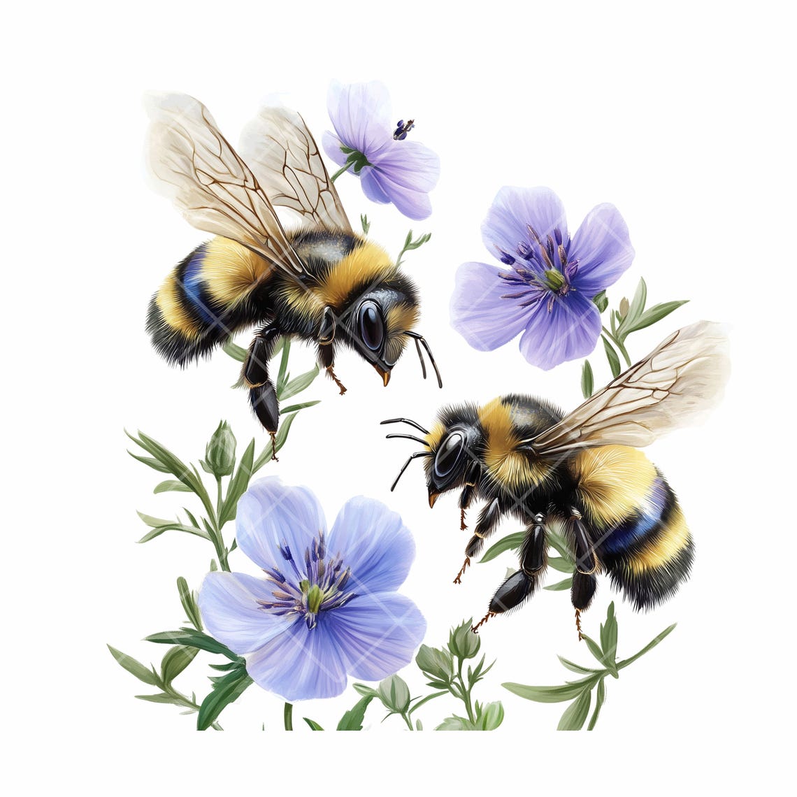 10 Watercolor Bees and Flowers Clipart – Floral Bee PNG Bundle ...