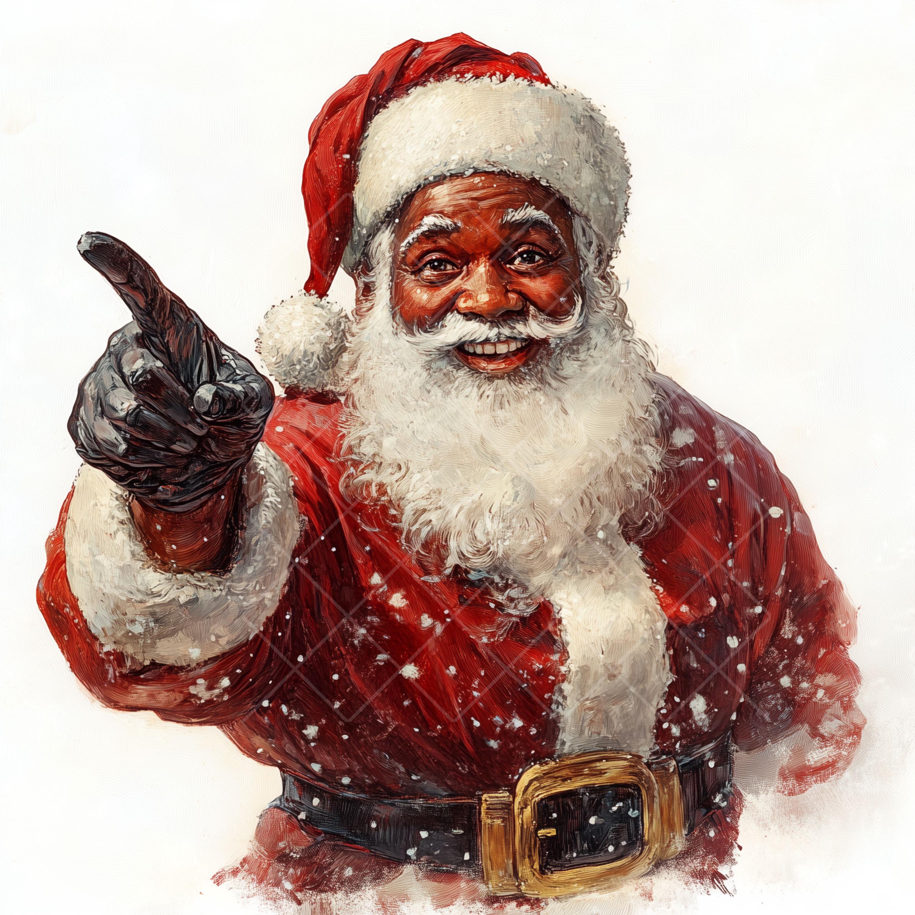 23 Black Santa Clipart JPG, African American Christmas Illustration ...