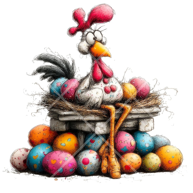 Whimsical Easter Farm Animal Clipart PNG Set, Cute Cow Bunny Chick ...