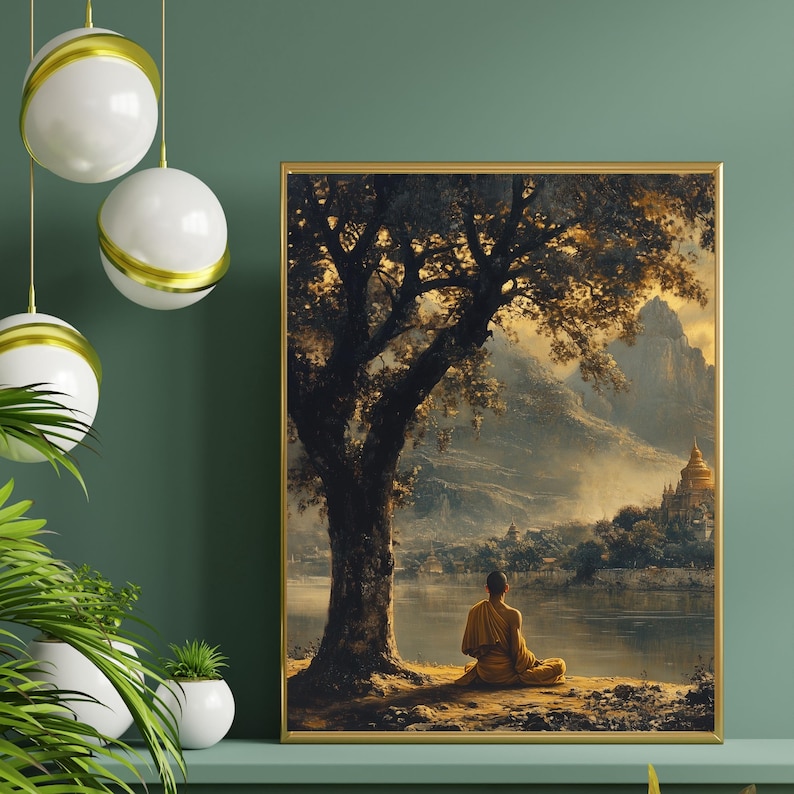 Buddha Bodhi Tree Art Print: Spiritual Meditation Decor (digital ...