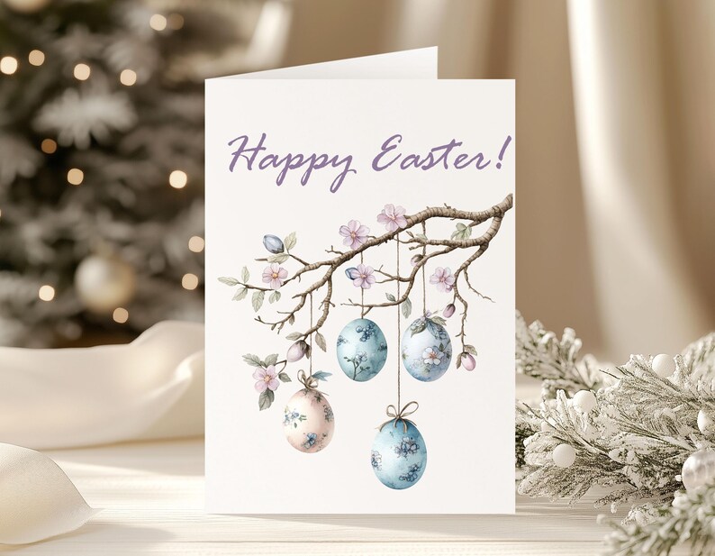 Easter Branch Clipart Set 18 PNG, Floral Egg Illustrations, Vintage ...