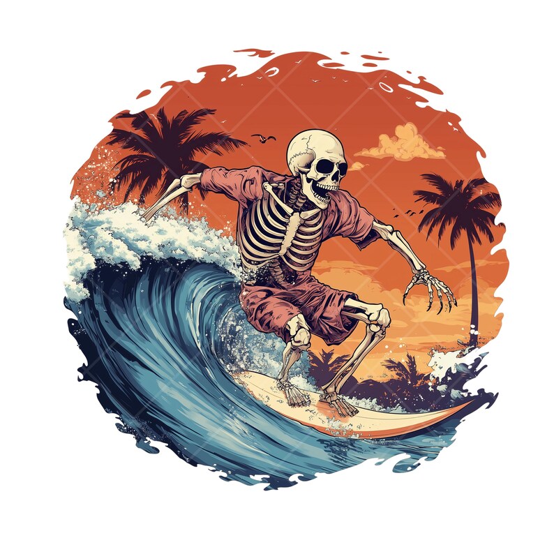Skeleton Surfer Clipart Bundle – 11 PNG Transparent Backgrounds ...