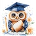 Watercolor Graduation Owl Clipart: Academic Illustrations (JPG Digital ...