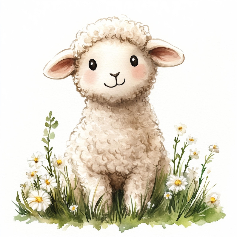Watercolor Sheep Clipart Set: Farm Animal Illustrations (digital ...