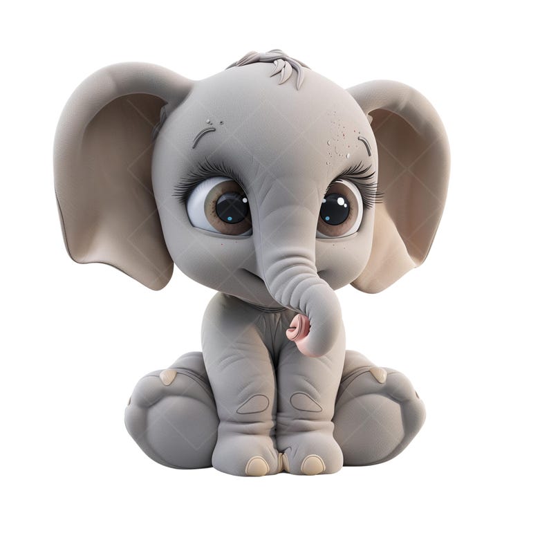 Cute Elephant Digital Clipart Pack With 7 3D Designs Perfect for ...
