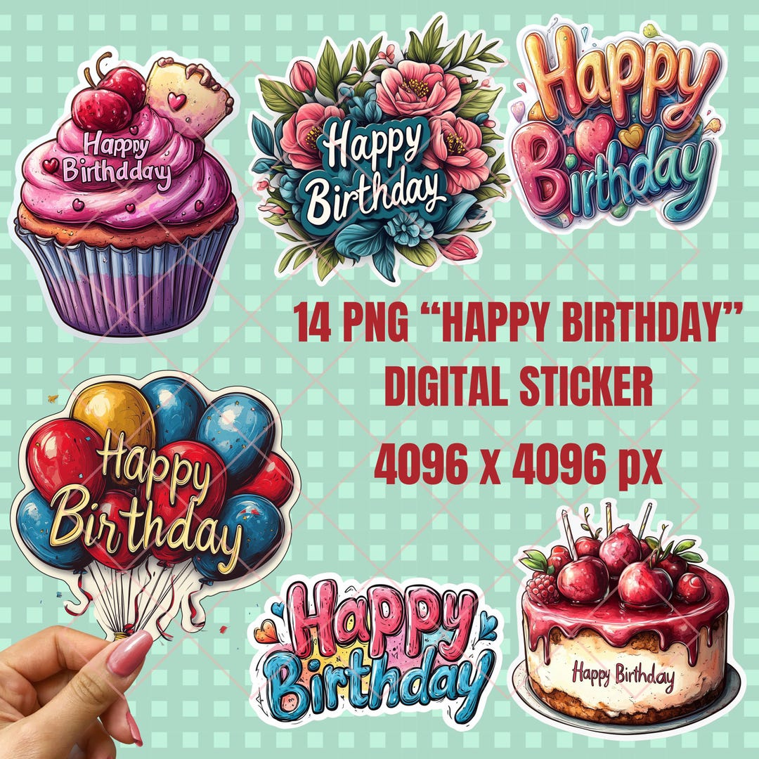 Happy Birthday Stickers: Planner & Party Decor (digital Download) - Etsy