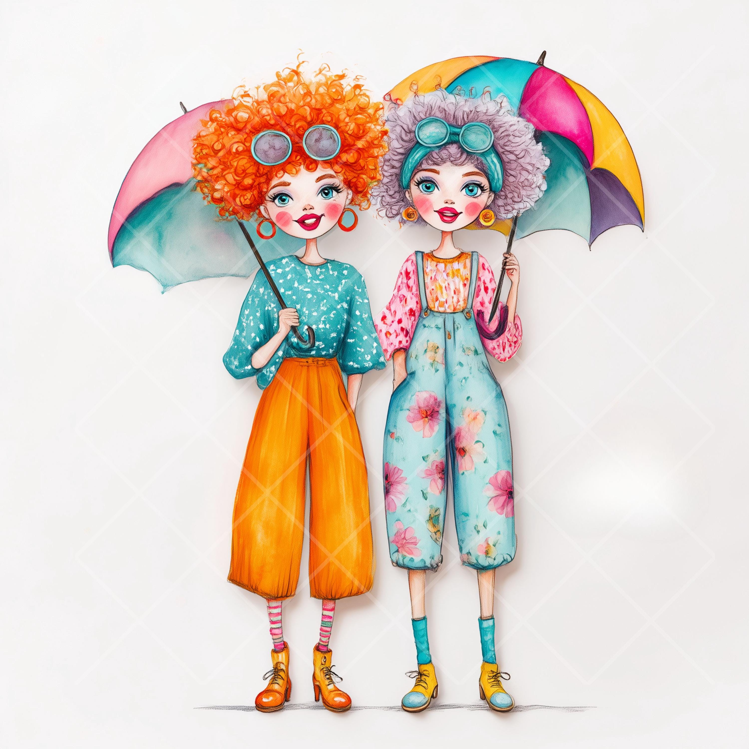 15 Best Friend Girl Cliparts | Whimsical Cute Friends JPG Illustrations ...