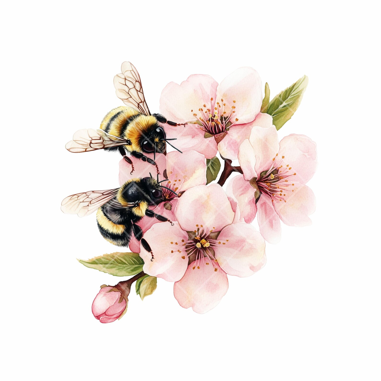 10 Watercolor Bees and Flowers Clipart – Floral Bee PNG Bundle ...