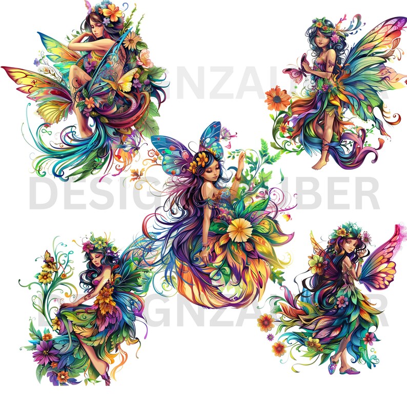 5 Forest Fairy Clipart, Scrapbooking Fairy Magical, Fantasy ...