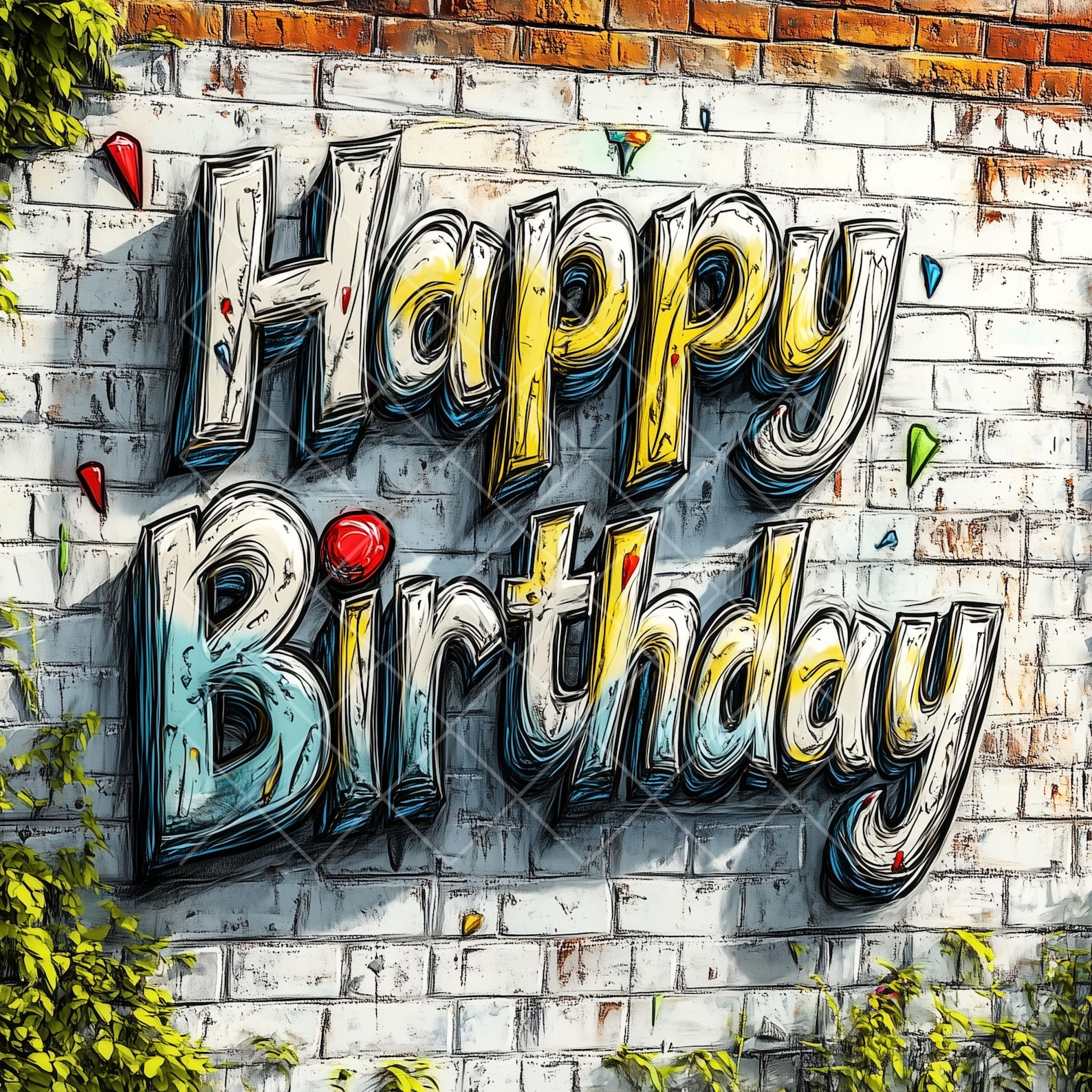 Graffiti Happy Birthday Clipart: Urban Style Graphics (JPG Digital ...