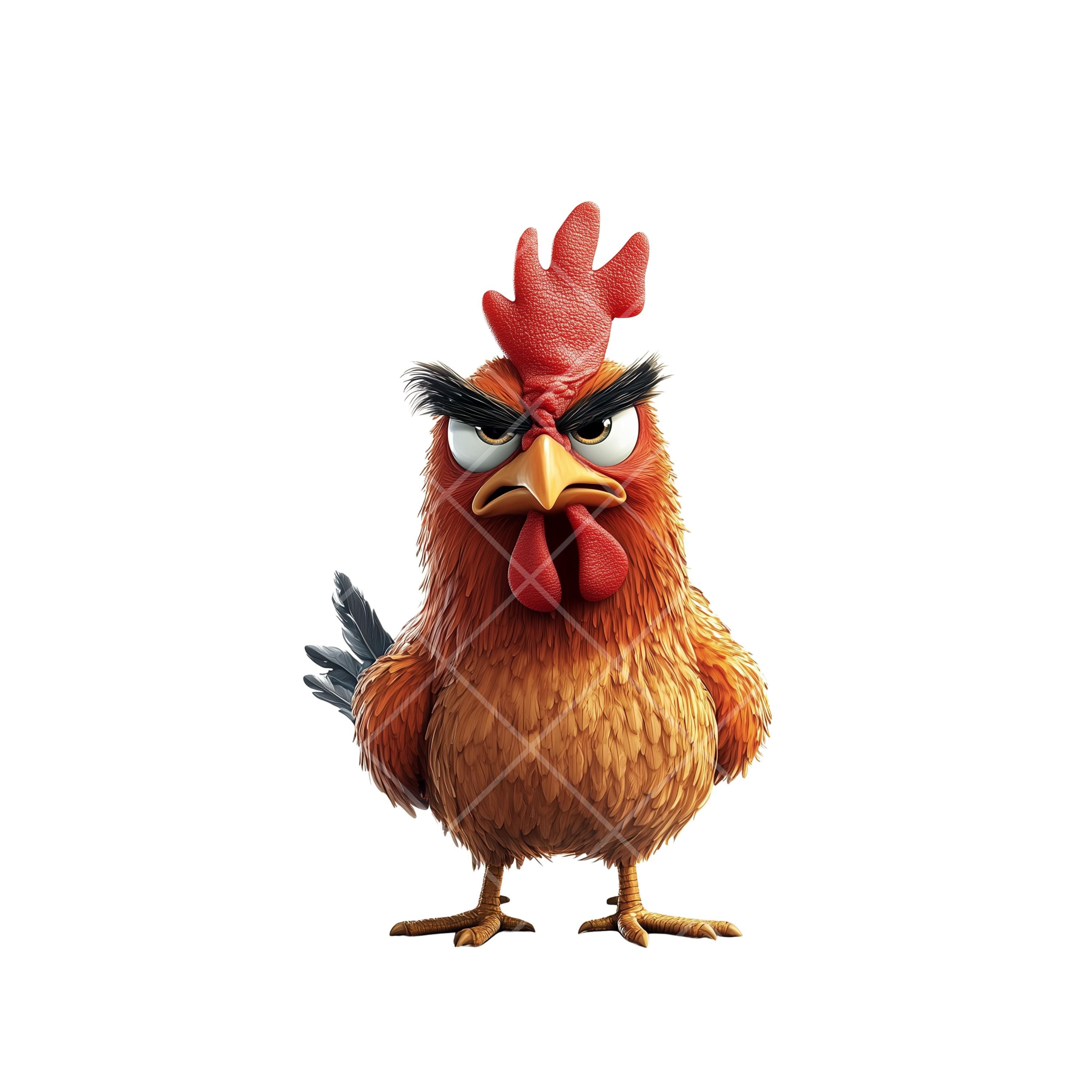 Angry Cartoon Chicken PNG Clipart: Farm Animal Art (digital Download ...