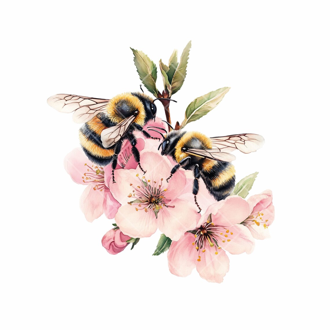 10 Watercolor Bees and Flowers Clipart – Floral Bee PNG Bundle ...