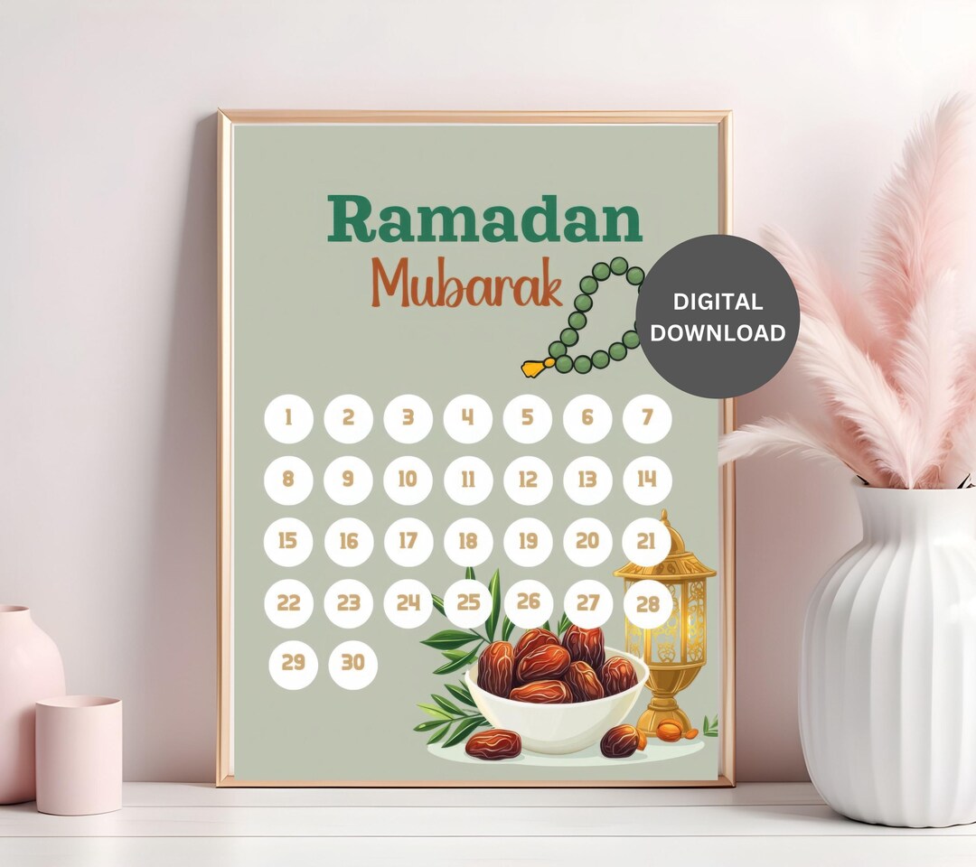 Ramadan Mubarak Calendar, Digital Download, Wall Art, Ramadan Planner ...
