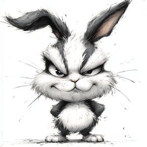 Grumpy Rabbit Clipart Set| 15 Jpgs With Angry Bunny |watercolor ...