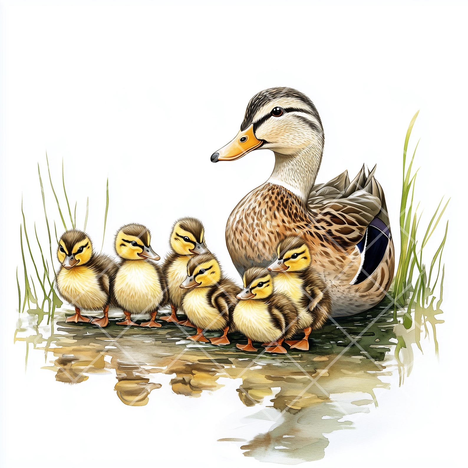 Mother Duck and Ducklings Clipart: Wildlife Nursery Decor (JPG Digital ...