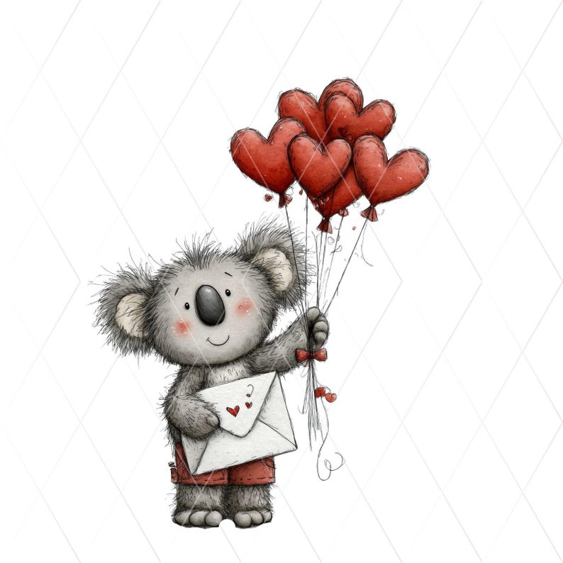 Conjunto de imágenes prediseñadas de koalas caprichosos, globos de ...