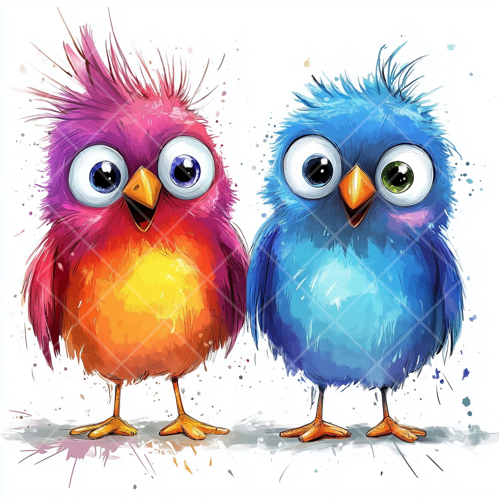 Whimsical Birds Clipart Bundle: Funny Aquarell Bird Jpgs (digital ...