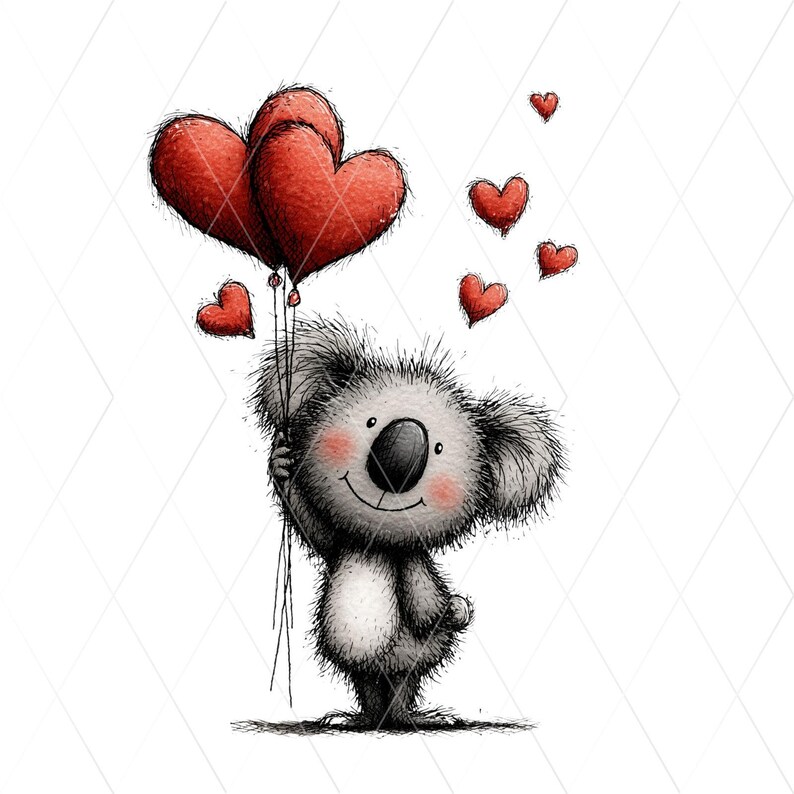 Conjunto de imágenes prediseñadas de koalas caprichosos, globos de ...