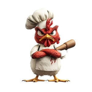 Angry Chicken Chef 11 PNG Clipart Set – Funny Grumpy Hen in Apron With ...