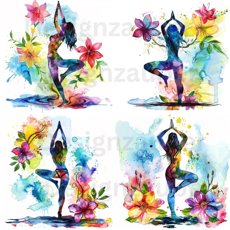 8 Yoga Girl Clipart, JPG, Meditation Clipart, Relaxation Clipart ...