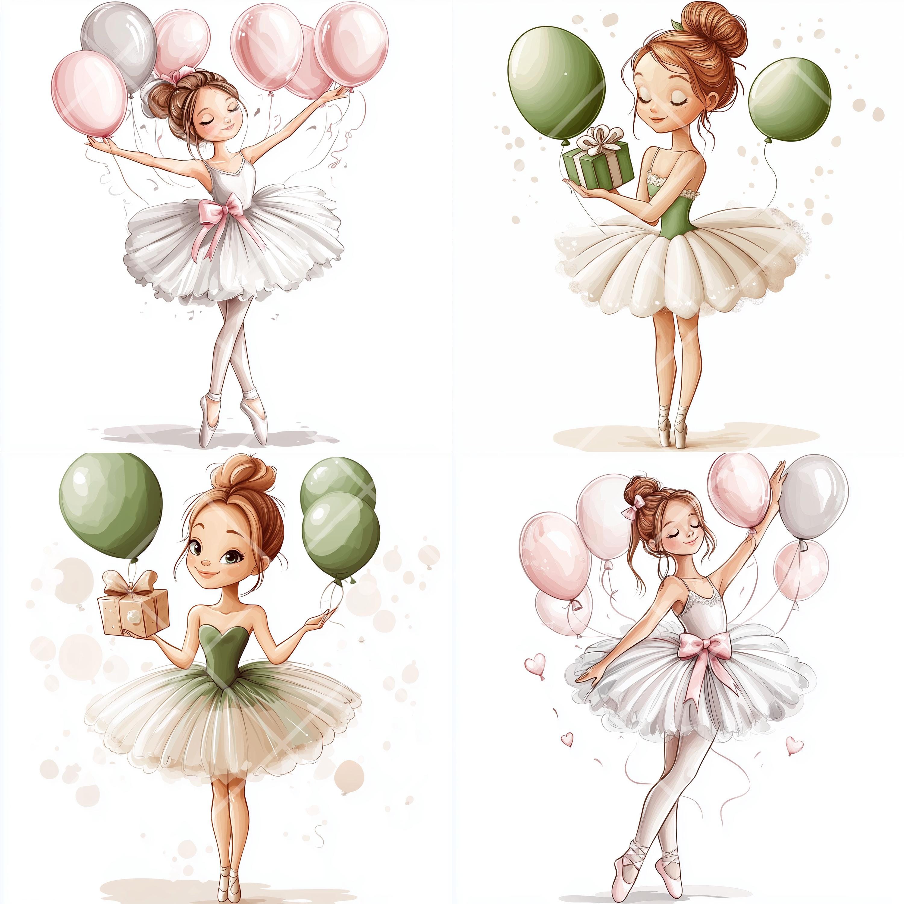 Birthday Ballerina Clipart: Watercolor Ballet Dancer Illustrations ...