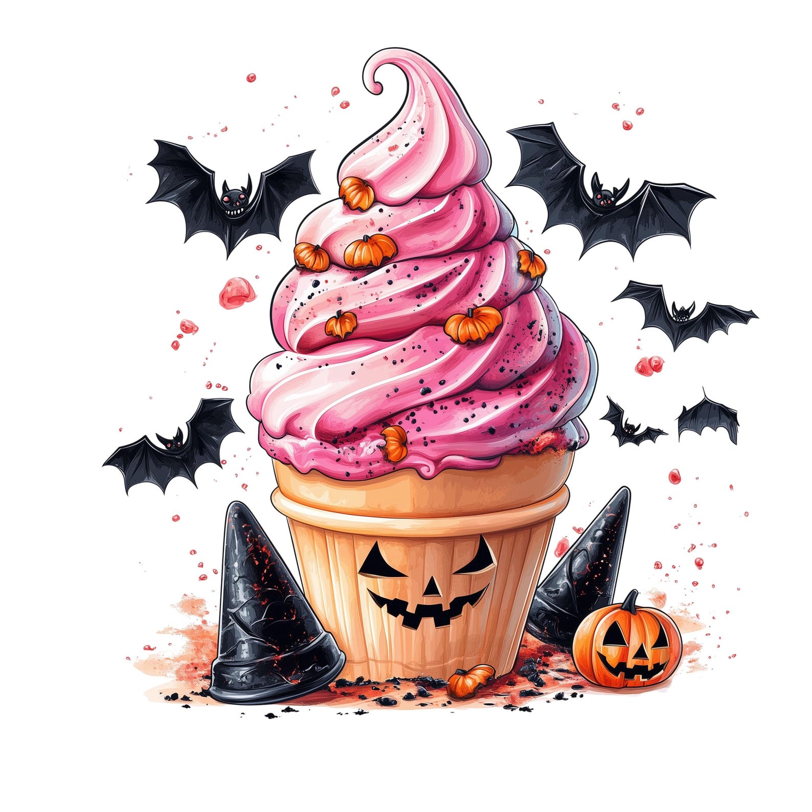 Halloween Ice Cream Clipart: Spooky Dessert PNG Images (digital ...