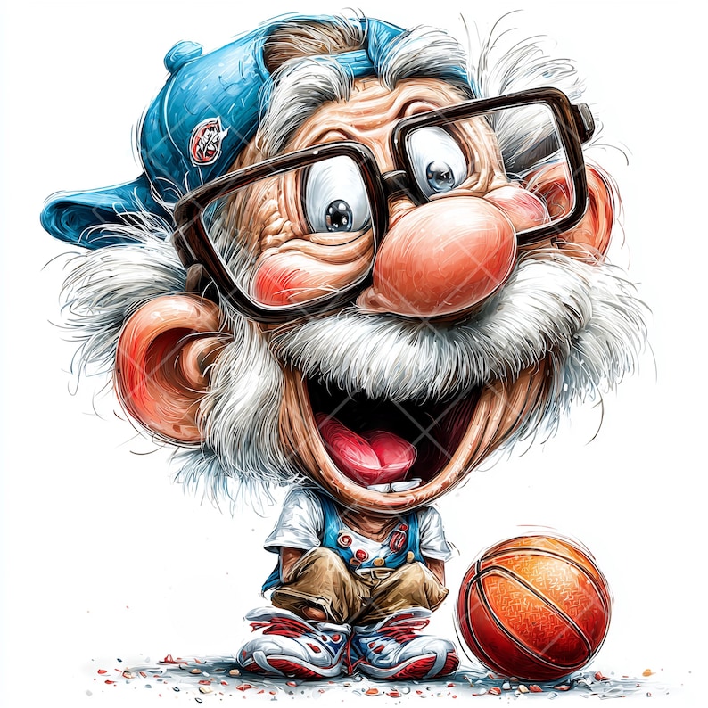 17 Funny Grandpa Cartoon JPG Clipart | Colorful Old Man Illustration ...