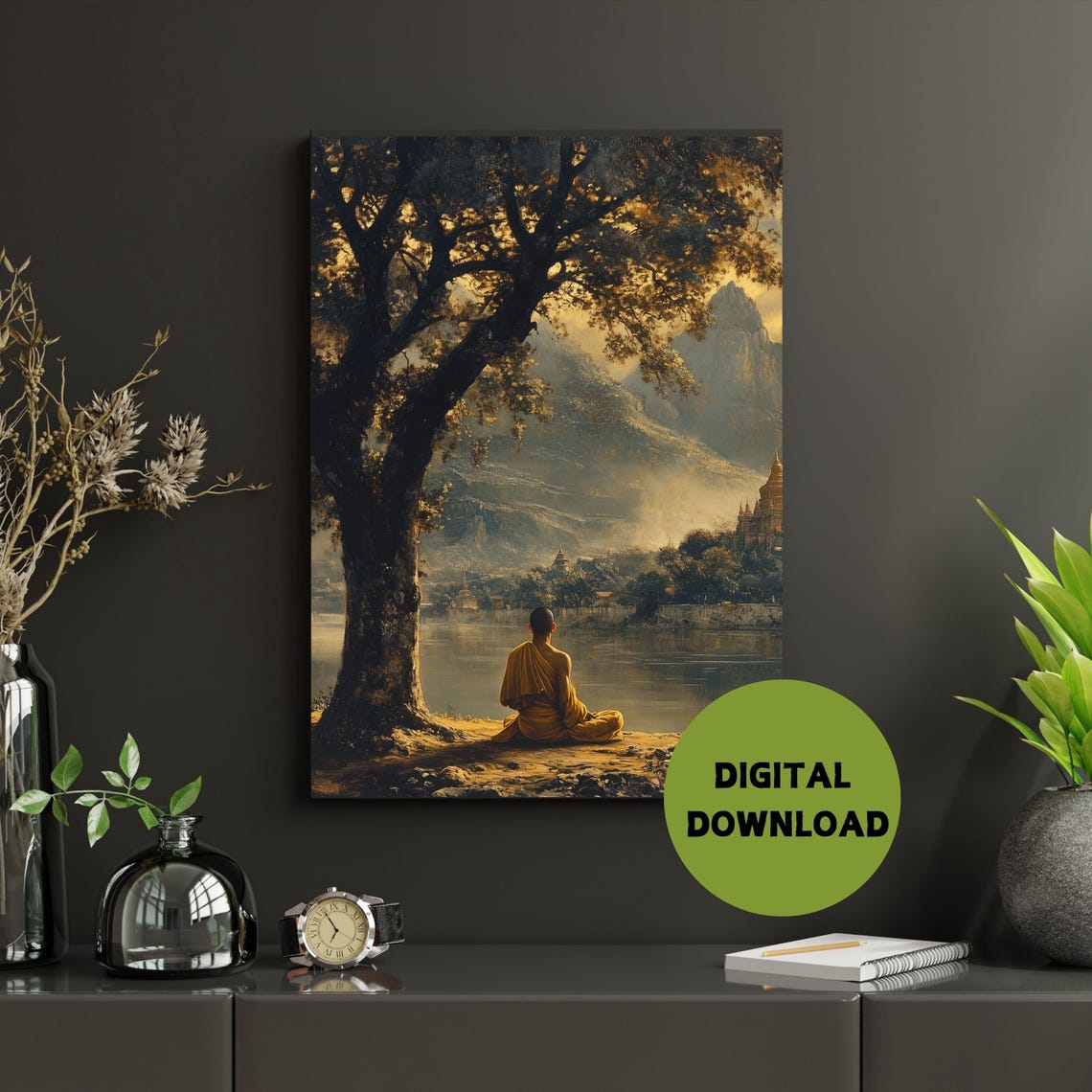 Buddha Bodhi Tree Art Print: Spiritual Meditation Decor (digital ...