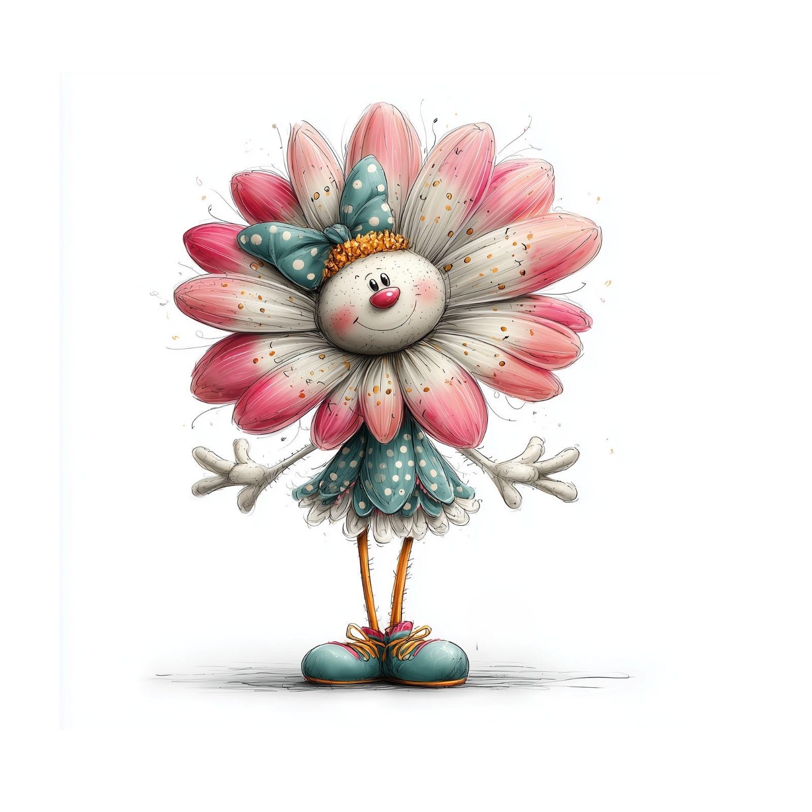 Quirky Spring Flower Clipart Bundle, Floral Characters 25 Jpgs, Digital ...