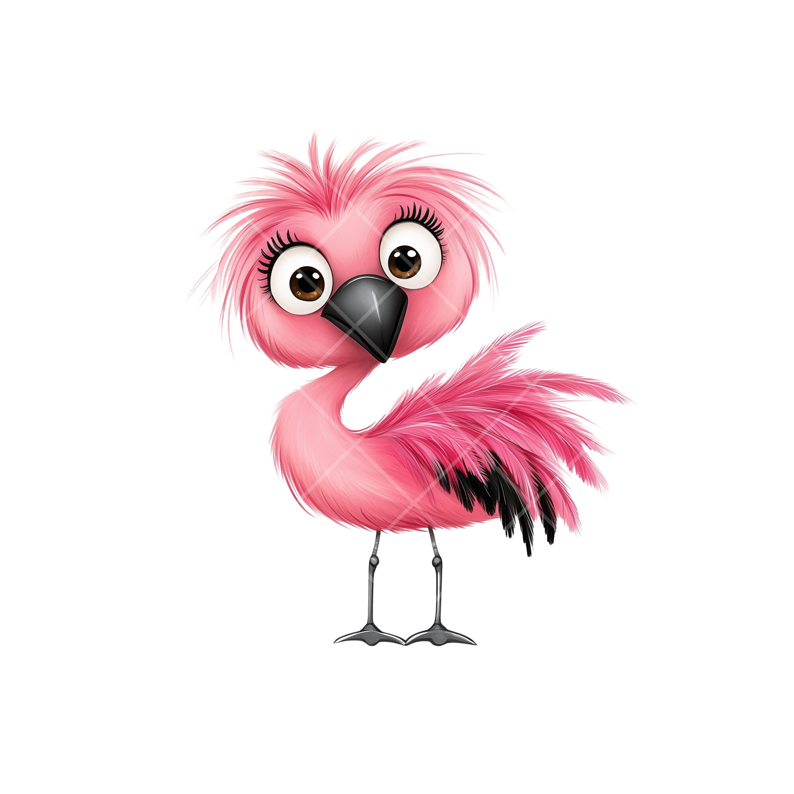 Adorable Pink Flamingo 10 Clipart | Cute Watercolor Animal PNG, Cute ...