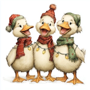 Christmas Duck Clipart Set: Holiday Farm Animal Illustrations (digital ...