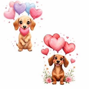 20 Watercolor Dachshund Clipart Set, Valentine Dog PNG, Mother’s Day ...