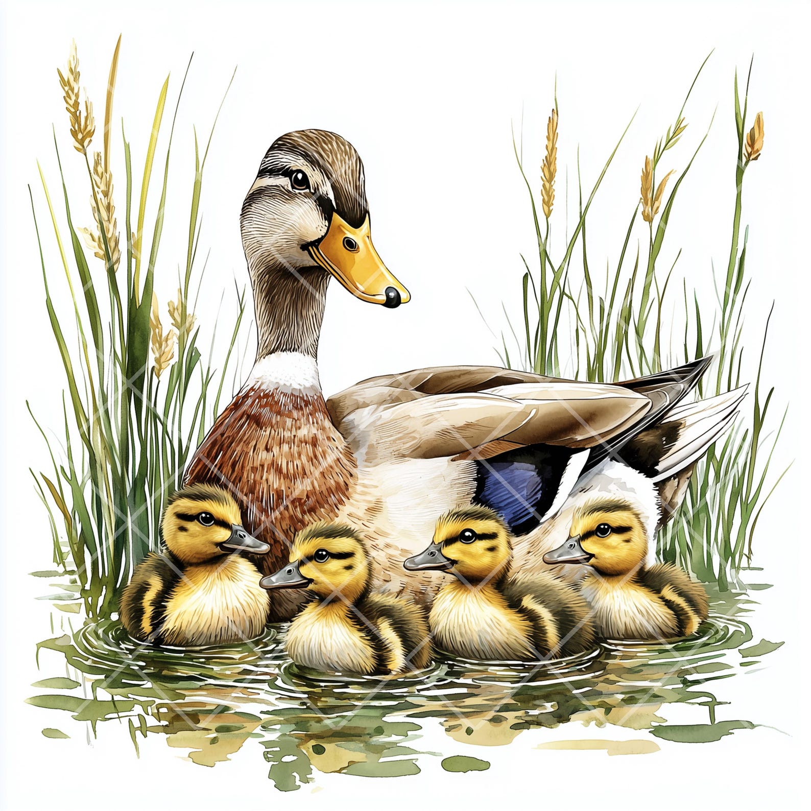 Mother Duck and Ducklings Clipart: Wildlife Nursery Decor (JPG Digital ...